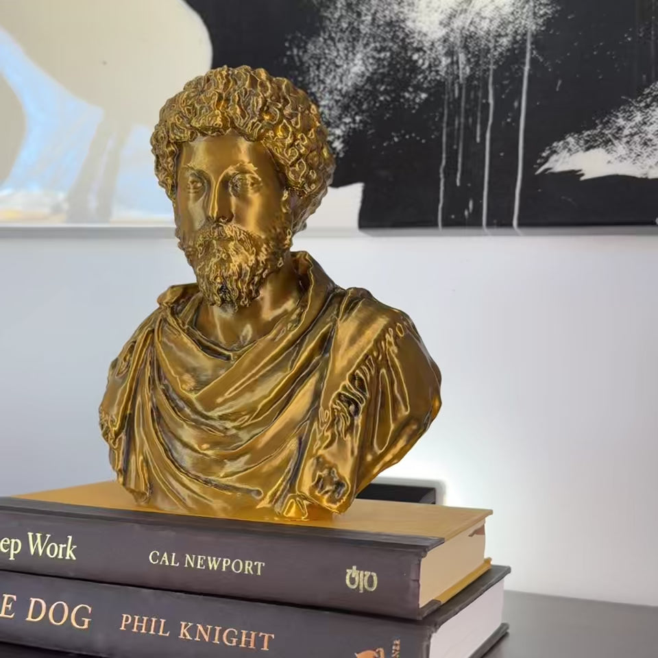 Stoic Reflections | Gold Marcus Aurelius Statue Bust